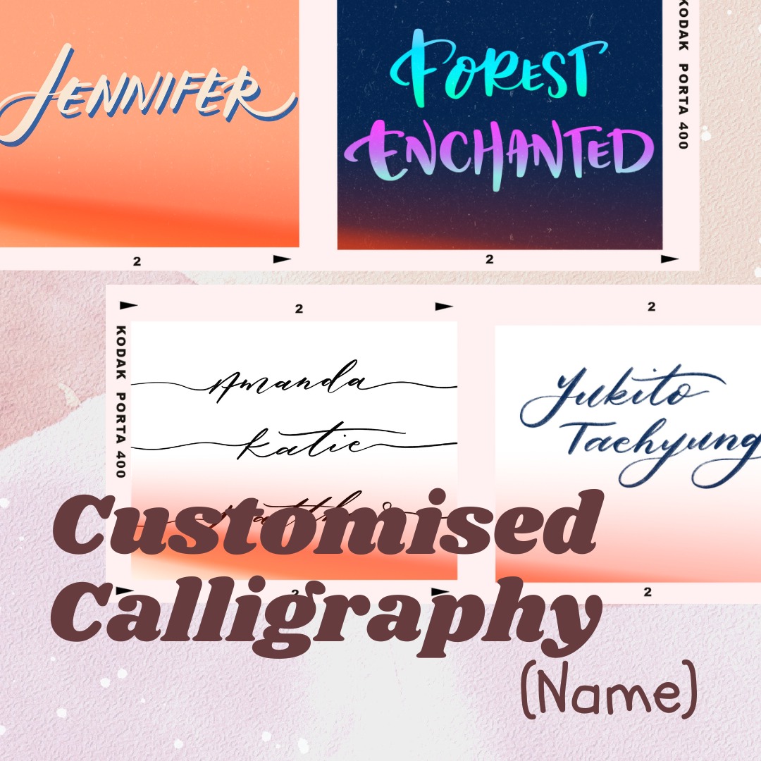 Customised Calligraphy/Lettering (Soft copy) - Names/One word, Hobbies ...