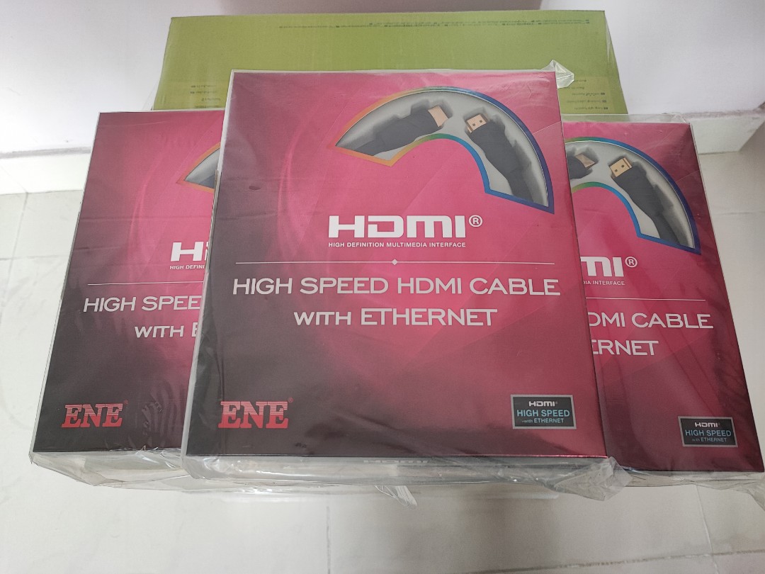 全新ENE HIGH SPEED HDMI CABLE WITH ETHERNET 2M, 家庭電器, 電視 & 其他娛樂, 電視組件及配件 ...
