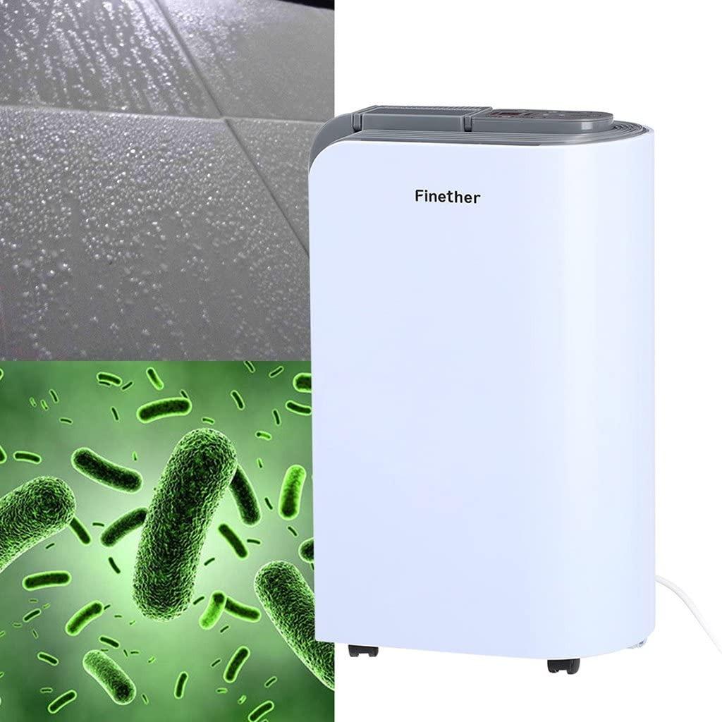 Finether Dehumidifier 12L/D Home Air Dehumidifier 24h Timer LED Digital ...