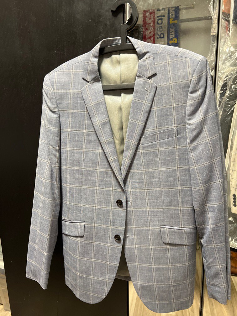 G2000 Light Blue Checkered Blazer, Women's Fashion, Coats, Jackets and ...