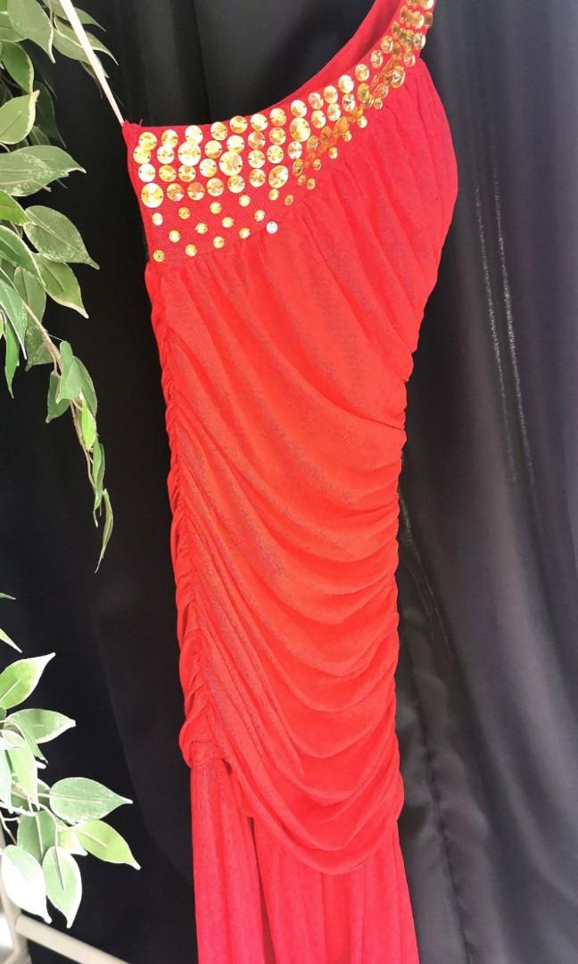 Gaun Pesta Merah,Red Party Gown, Fesyen Wanita, Pakaian Wanita, Gaun ...