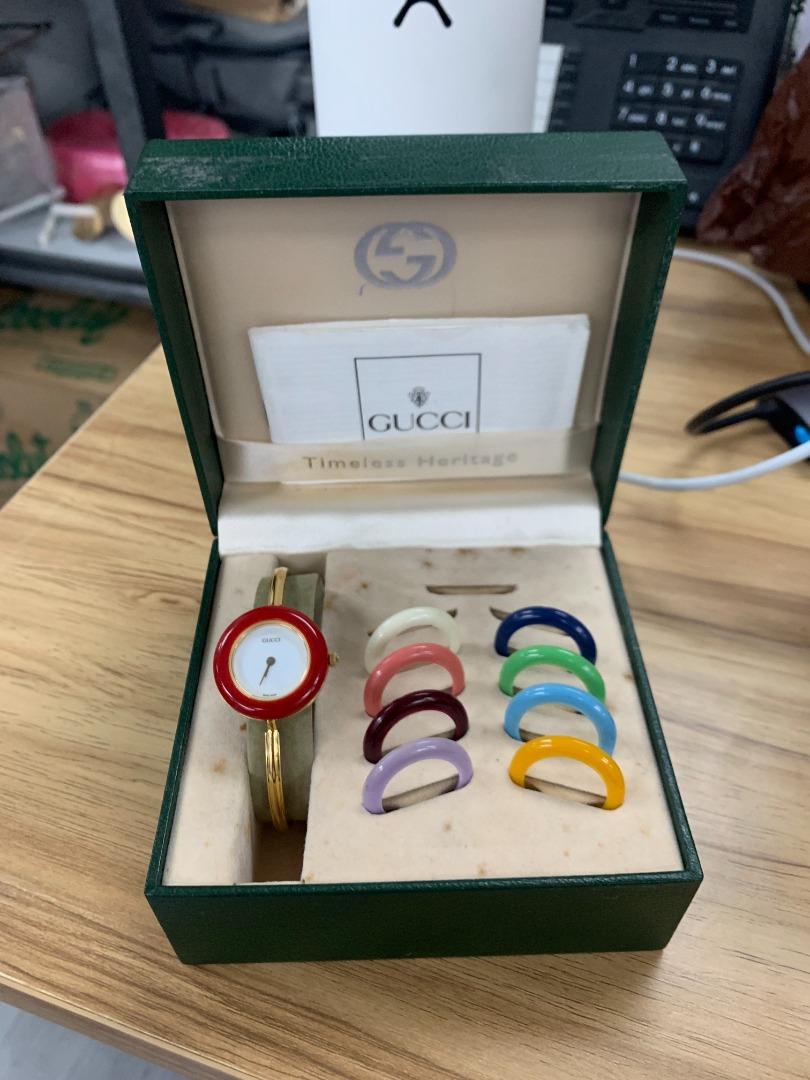 Gucci Interchangeable Bezel Bangle Watch, Luxury, Watches on Carousell
