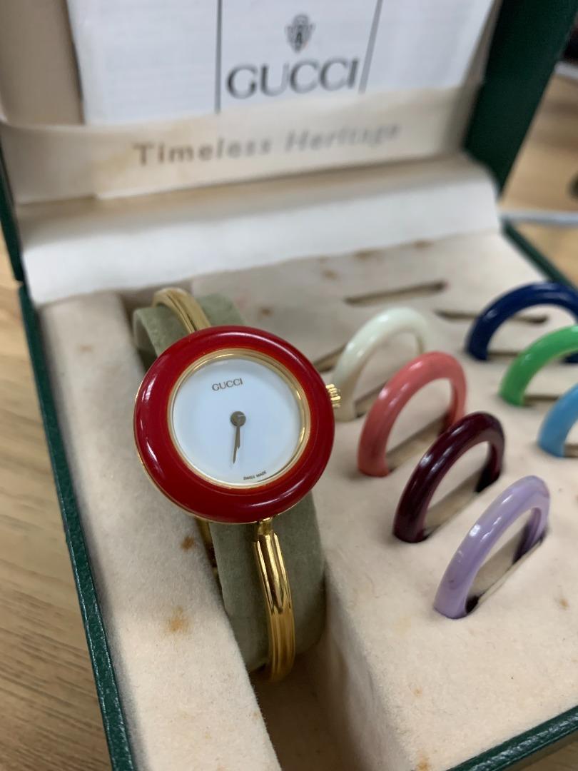Gucci Interchangeable Bezel Bangle Watch, Luxury, Watches on Carousell