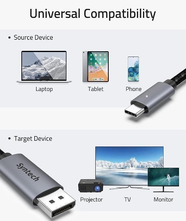 H5011 [4K@60Hz] USB C to DisplayPort Cable Thunderbolt 3 Compatible ...