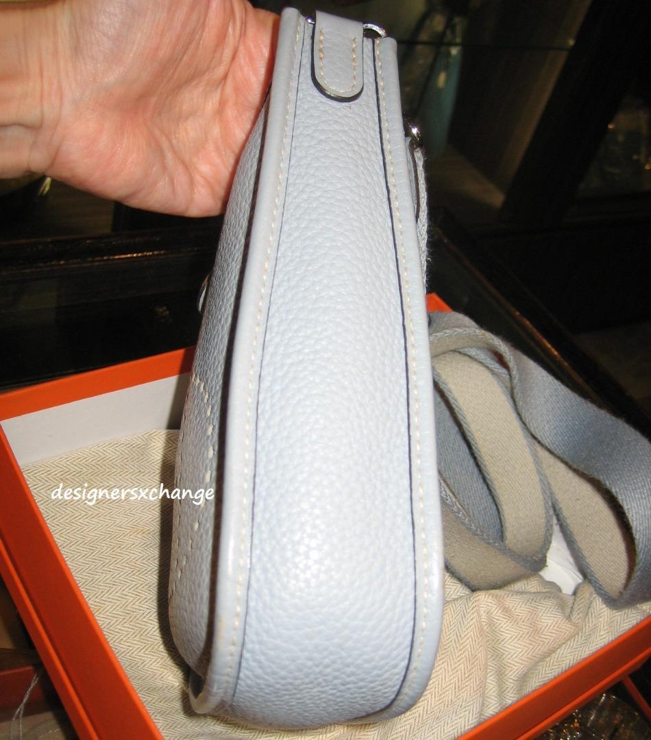 Hermes Mini Evelyne 16 (TPM) Blue Lin Clemence Leather Crossbody (Long ...