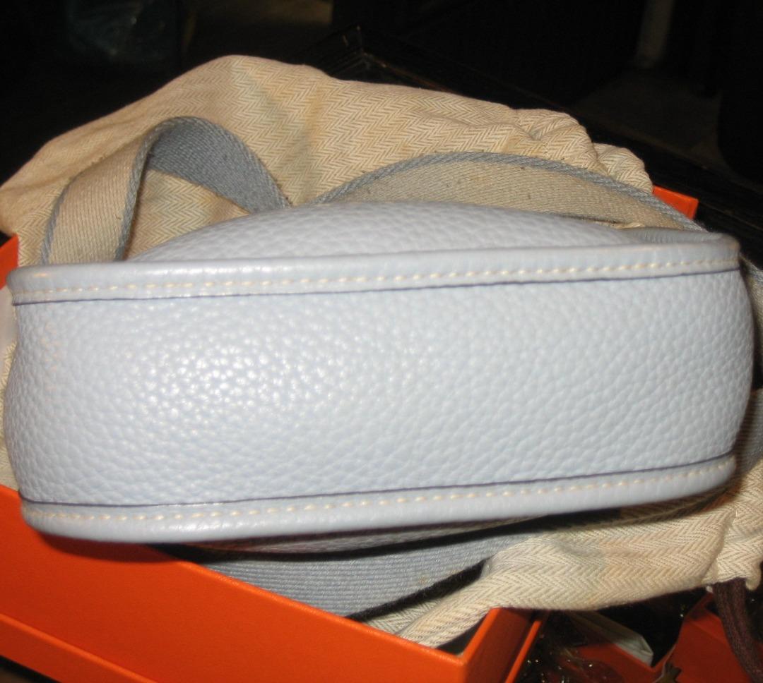 Hermes Mini Evelyne 16 (TPM) Blue Lin Clemence Leather Crossbody (Long ...