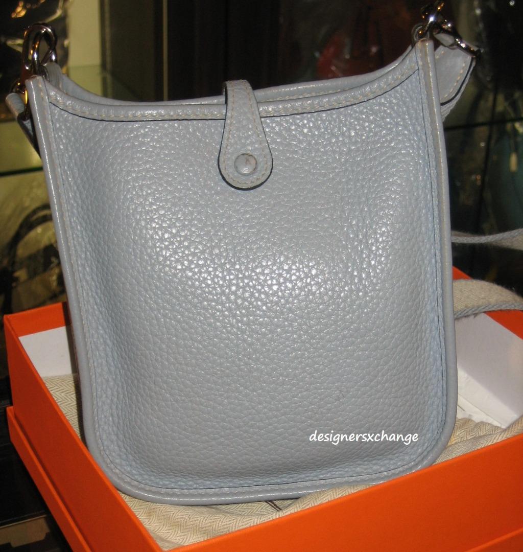 Hermes Mini Evelyne 16 (TPM) Blue Lin Clemence Leather Crossbody (Long ...