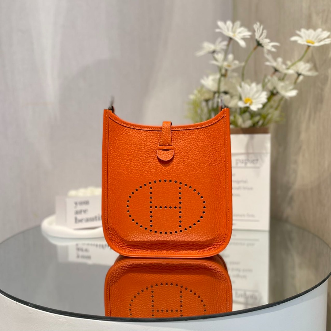 Hermes Mini Evelyn Orange TC leather PHW, Women's Fashion, Bags ...
