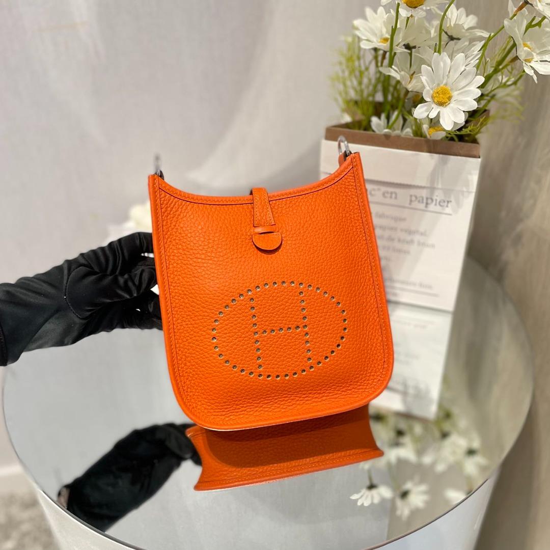 Hermes Mini Evelyn Orange TC leather PHW, Women's Fashion, Bags ...