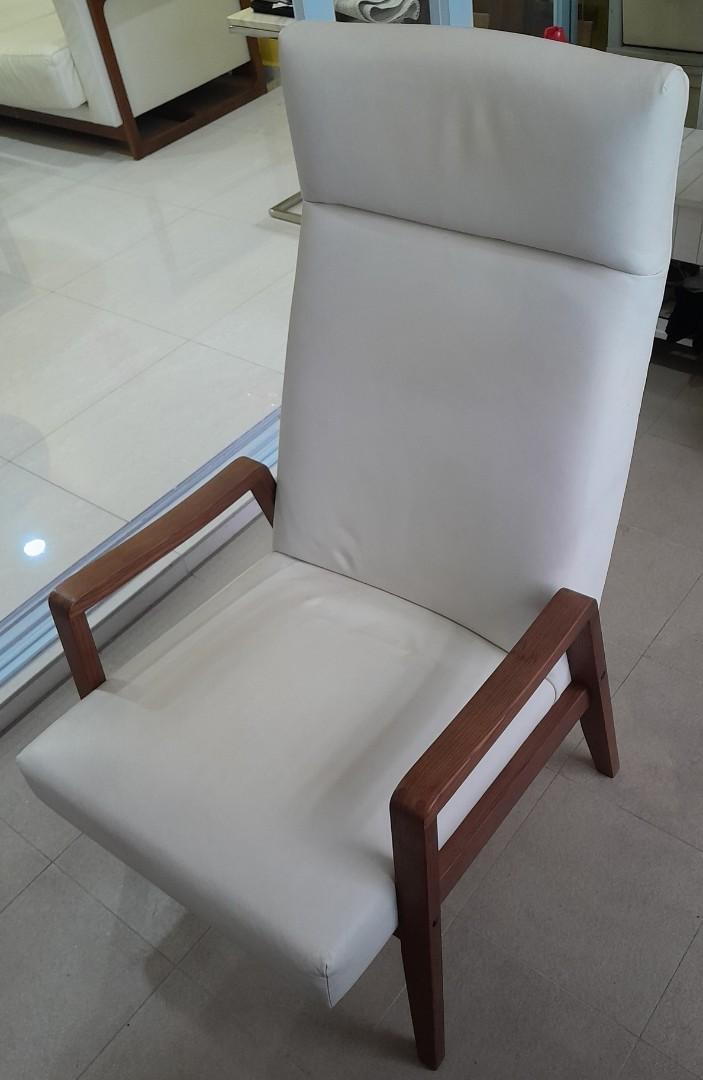 High Back Rest Full Leather Arm Chair (Cream Color), Furniture & Home ...