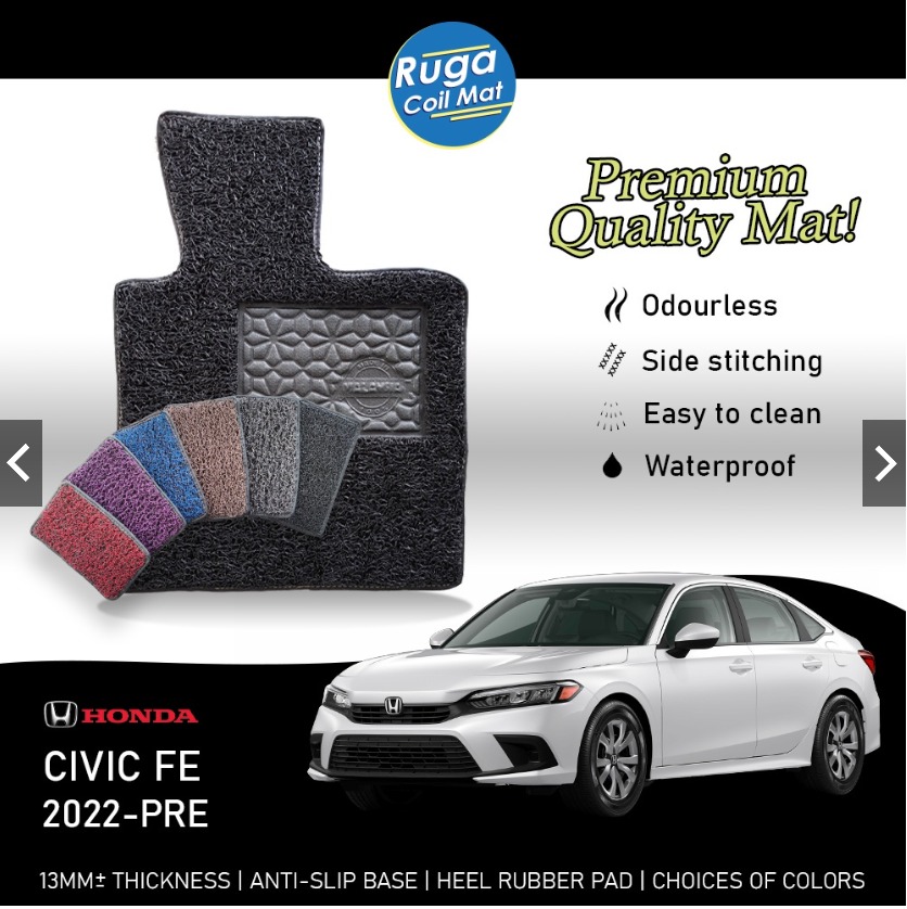 HONDA CIVIC FE (2022) 15MM PREMIUM COIL MAT SIDE STITCHING AND ANTI ...