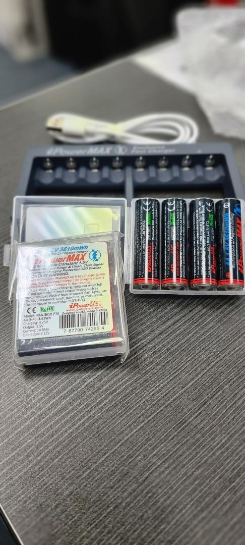 iPowerMAX AA 1.5V 3610mWh Lithium-Polymer AA size Rechargeable battery + charger combo kit ...