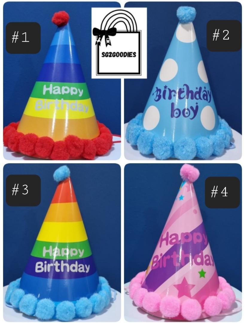 Kids Birthday party hat cake topper birthday Boy girl Happy birthday ...