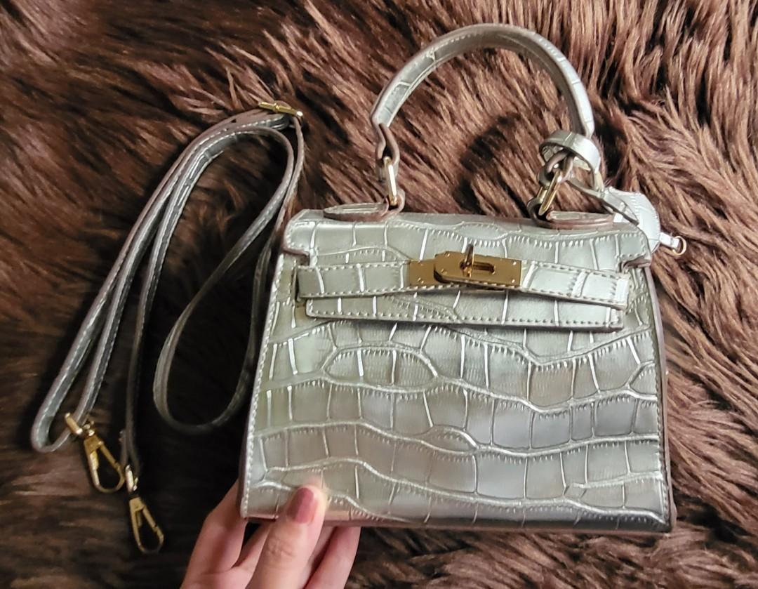 Korean Bag Silver Kelly Inspired Sling Bag, Women's Fashion, Bags ...