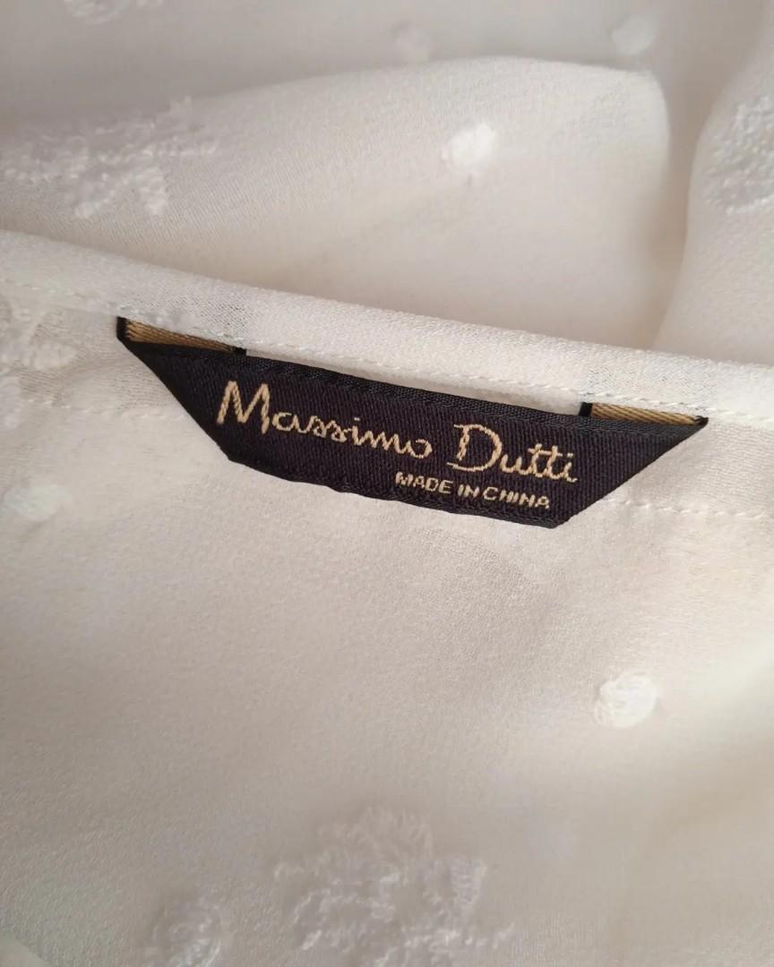 Massimo Dutti White Top, Fesyen Wanita, Pakaian Wanita, Atasan di Carousell