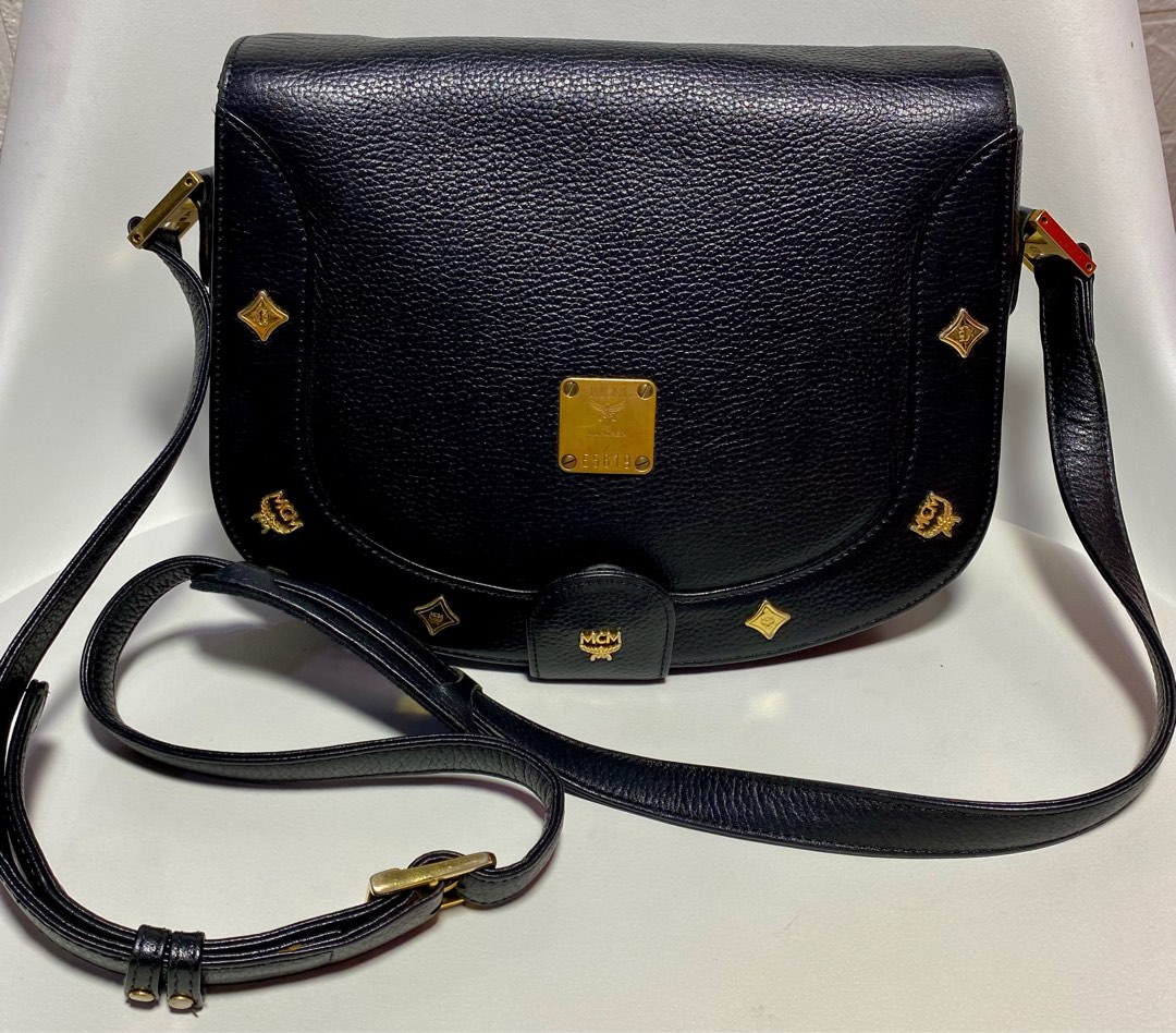 MCM Vintage Black leather Sling, Women's Fashion, Bags & Wallets, Cross ...