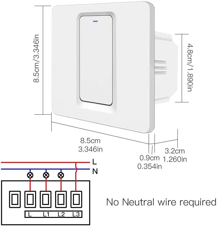 "MoesGo Tuya Zigbee Smart Push Button Wall Light Switch,No Neutral Wire with 1 Way,Compatible ...