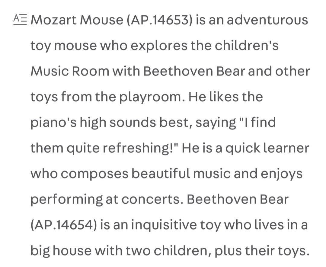 Mozart mouse, Beethoven bear, Clara Schumann Cat, Hobbies & Toys, Music ...