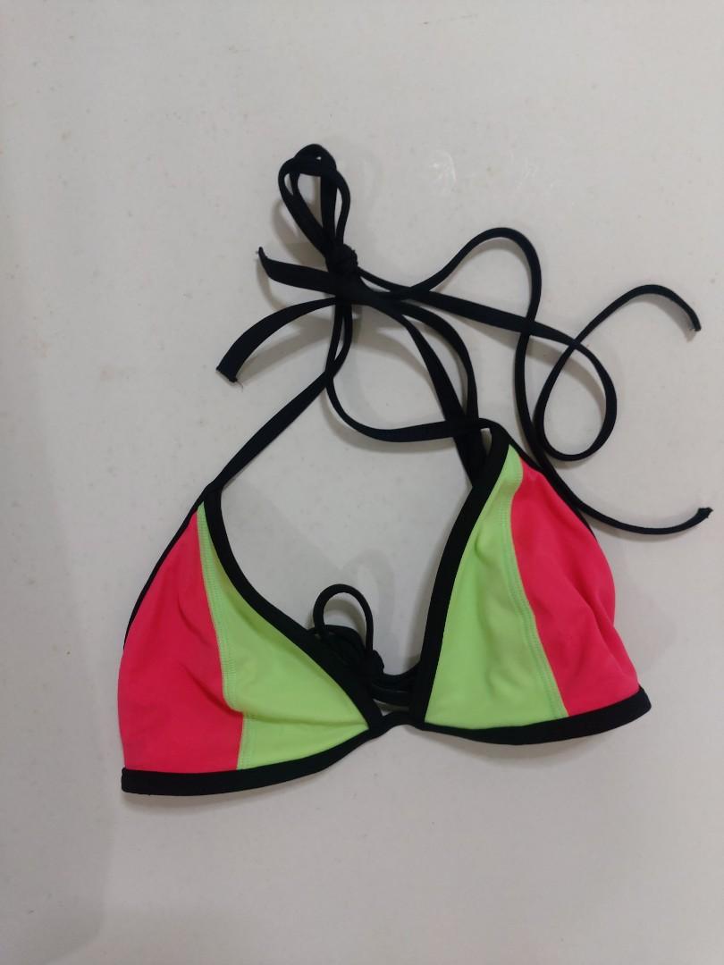 Neon Pink And Green Bikini Top Womens Fashion Swimwear Bikinis And Swimsuits On Carousell