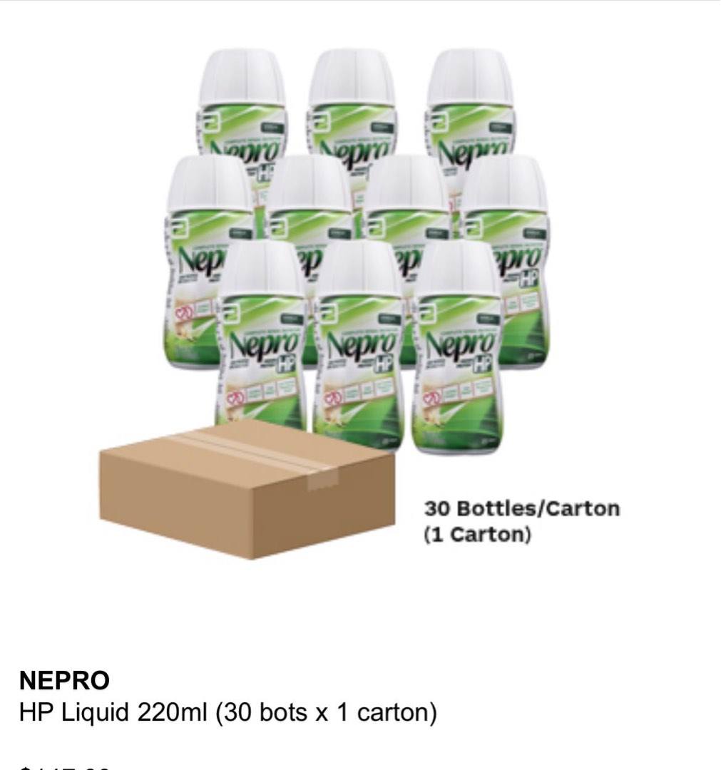 Nepro HP Liquid 220ml (30bots x 1 carton), Health & Nutrition, Health ...
