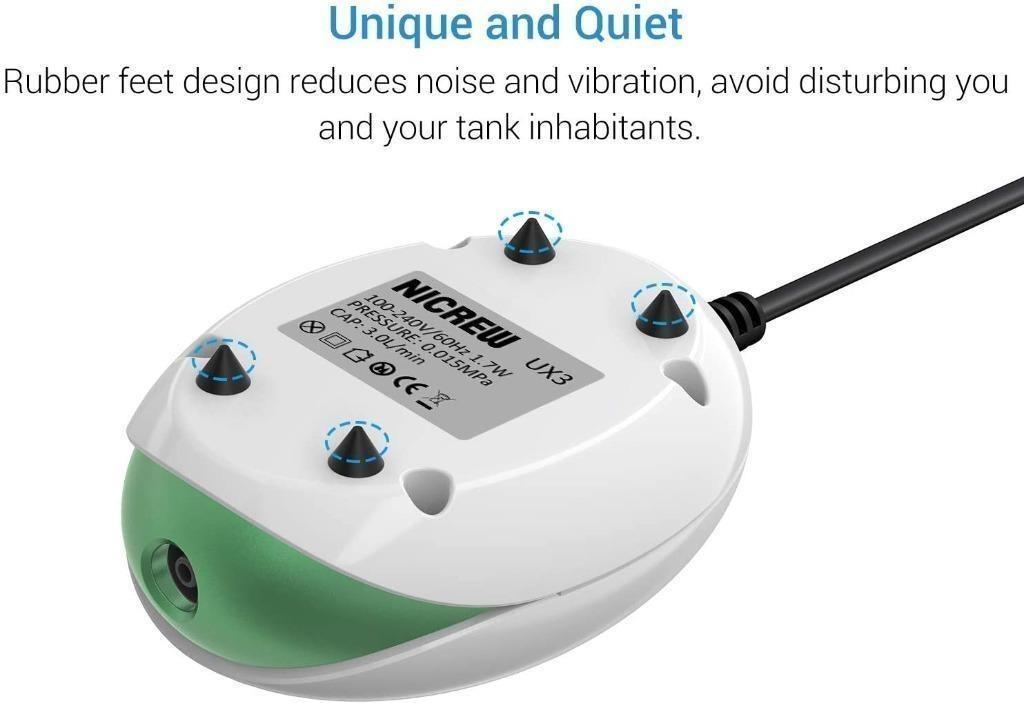 NICREW UFO Aquarium Air Pump, Ultra Silent Air Aerator Pump for Fish ...