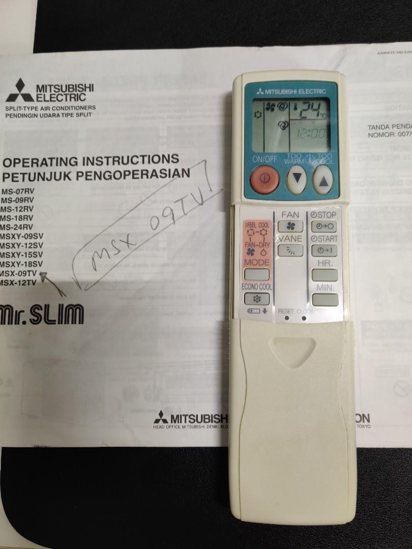 Original Mitsubishi Aircon Remote Control, TV & Home Appliances, Air ...