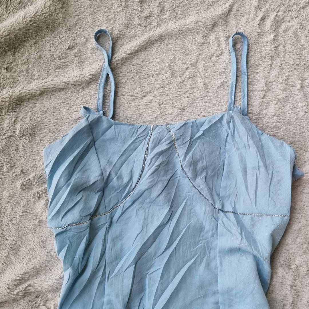 POWDER BLUE MINI DRESS LARGE-XXL, Women's Fashion, Dresses & Sets ...