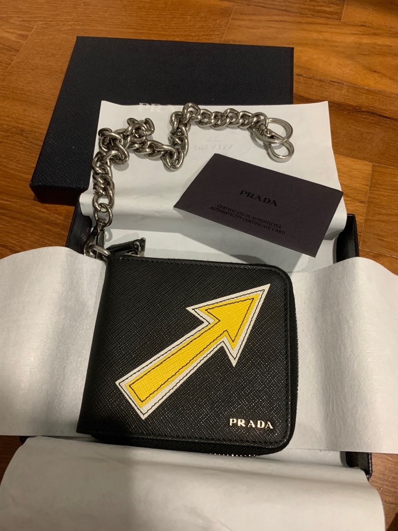 Prada Arrow Wallet with Chain, Luxury, Bags & Wallets on Carousell