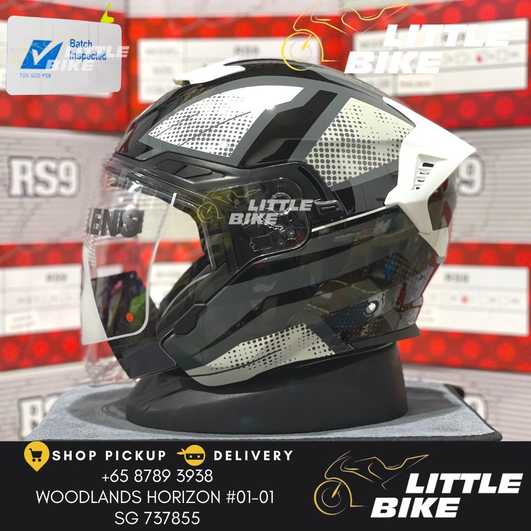 PSB APPROVED! EVO RS9 Matrix glossy white grey open face motorcycle ...