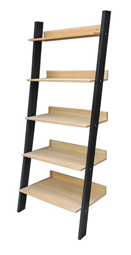 Scandi Ladder Shelf Black-Oak, Furniture & Home Living, Furniture ...