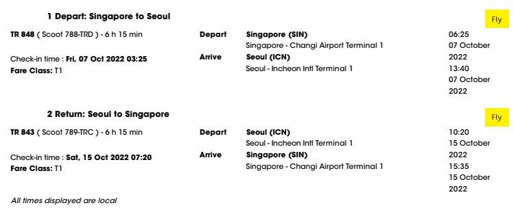 Scoot Air Ticket: Singapore to Seoul - Incheon (Korea) 2 pax two way ...