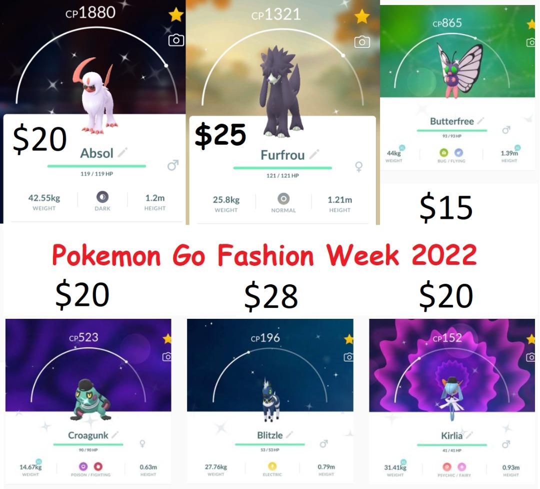 SHINY COSTUME ABSOL FURFROU BUTTERFREE CROAGUNK BLITZLE KIRLIA Pokemon ...