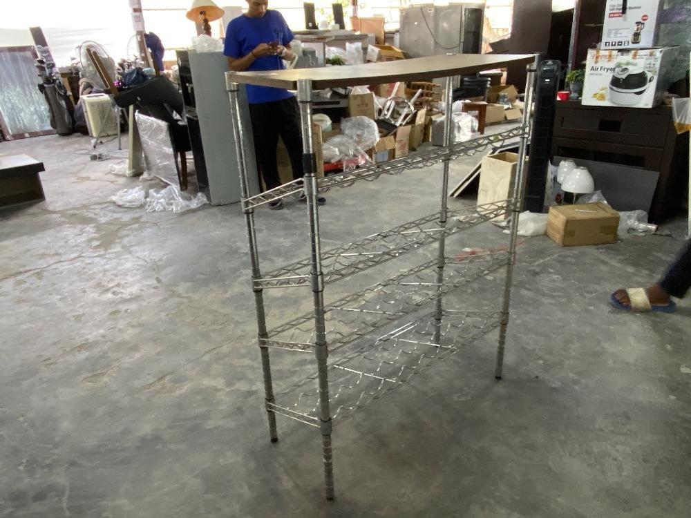 Steel Frame 4 Tier Simple Wine Rack / Rangka Keluli Rak Wain Mudah 4 ...