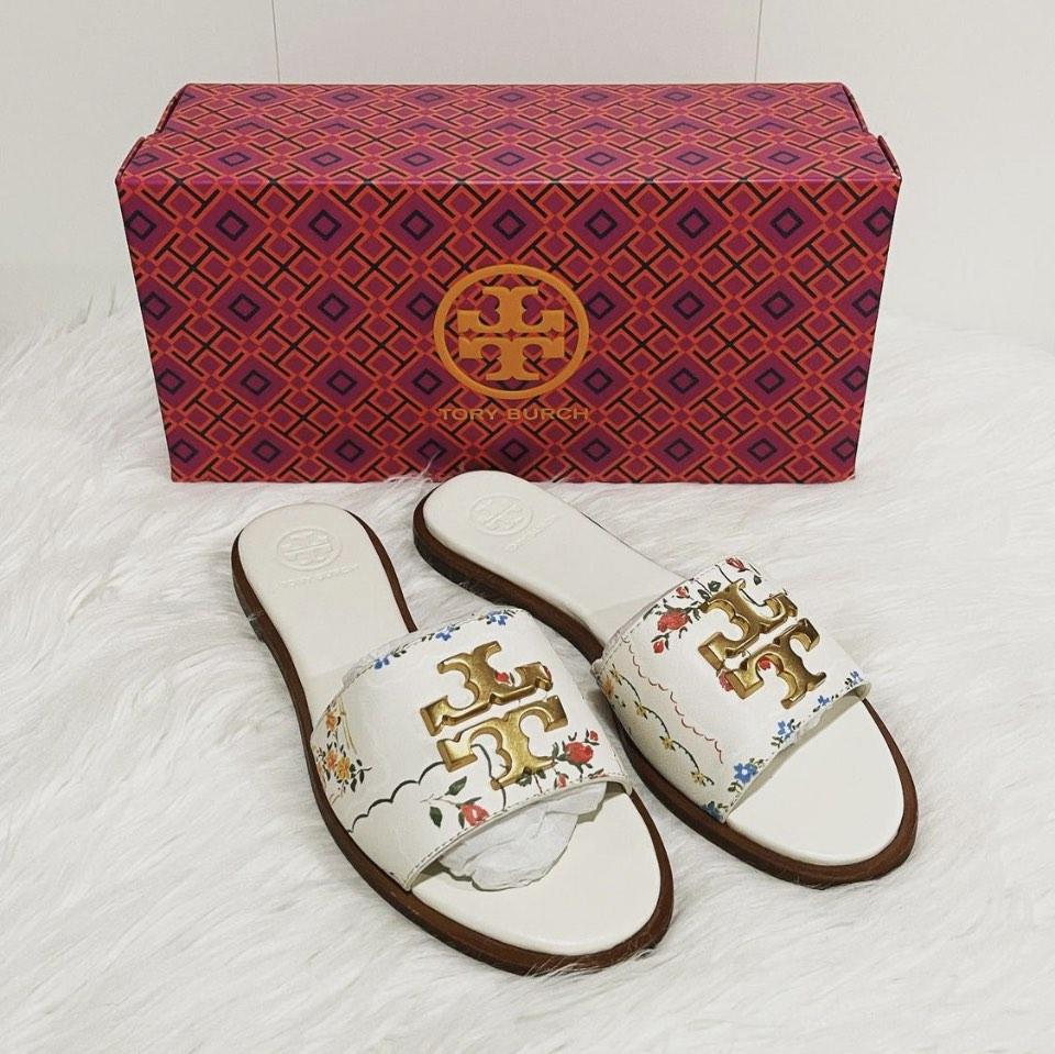 Tory Burch Everly Slides, Women's Fashion, Footwear, Flats & Sandals on ...