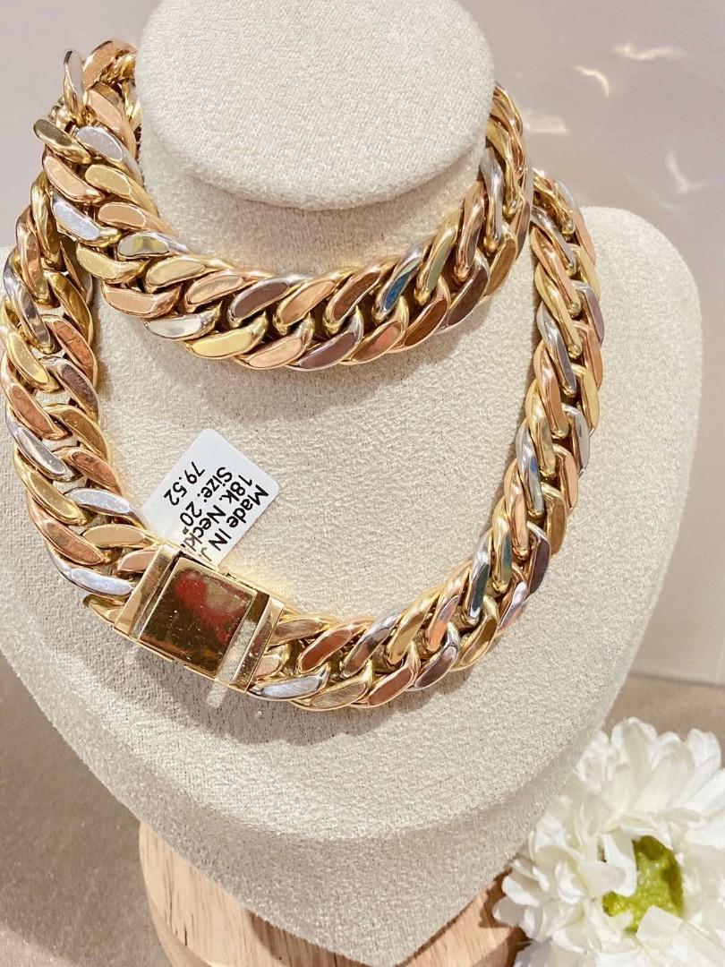 Tricolor double lock Chain Necklace Jg, Women's Fashion, Jewelry ...