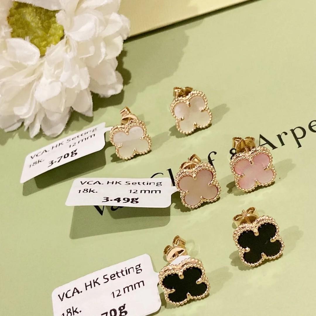 VCA Stud Earrings 18k hksetting, Women's Fashion, Jewelry & Organizers ...