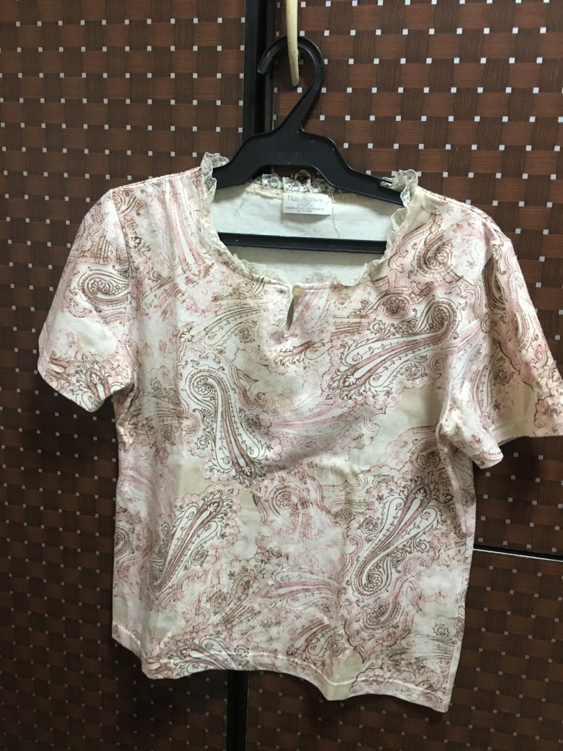 Vintage Box Shirt Square neck Medium Cropped, Women's Fashion, Tops ...