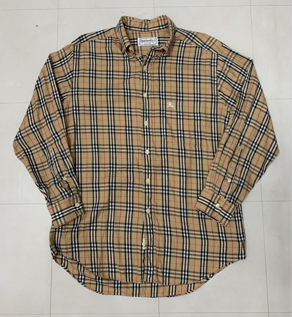 Vintage Burberry Plaid Longsleeve, Men's Fashion, Tops & Sets, Formal ...