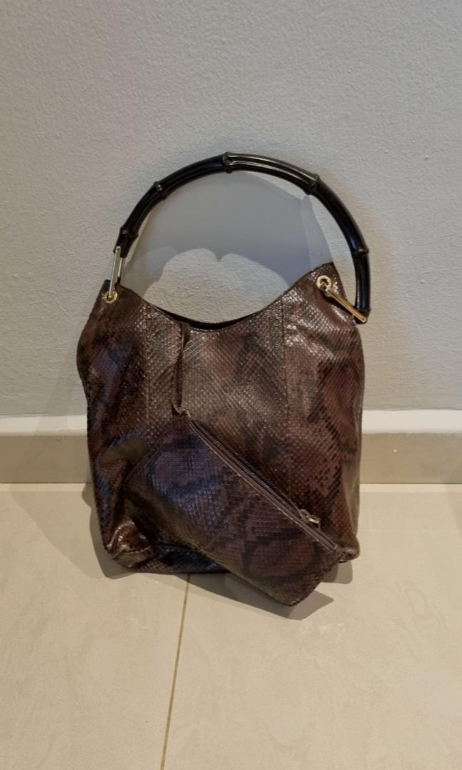 Vintage Gucci Bamboo Python Bag, Luxury, Bags & Wallets on Carousell