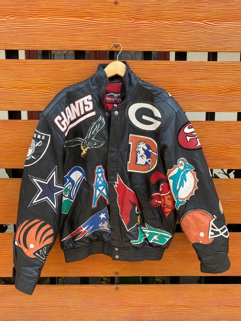 Vintage JEFF HAMILTON jacket varsity bomber nfl leather kulit pria Rare ...