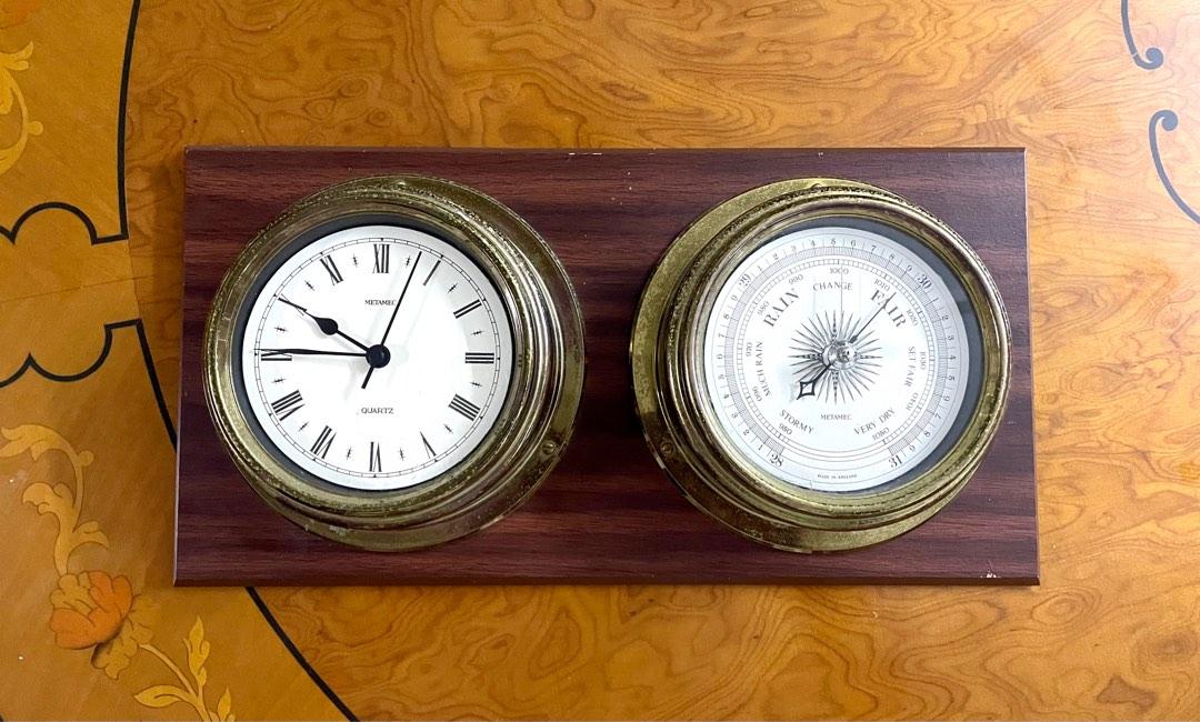 | CLEARANCE | Vintage Metamec / brass and wood style dial clock ...