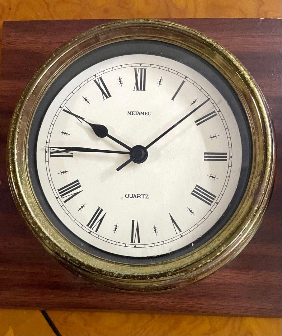 | CLEARANCE | Vintage Metamec Quartz / brass and wood style dial clock ...