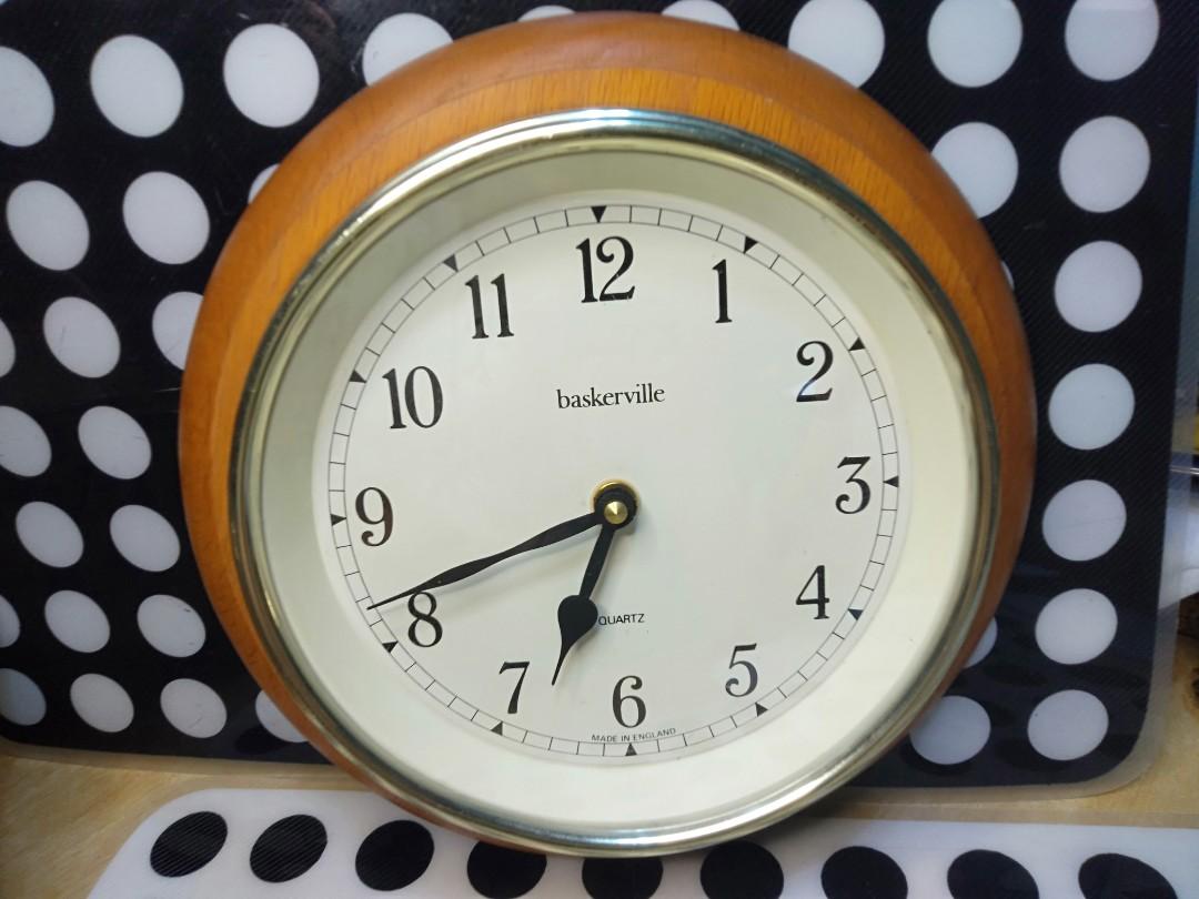 Vintage Solid Wood Baskerville Quartz Wall Clock Made In England ...