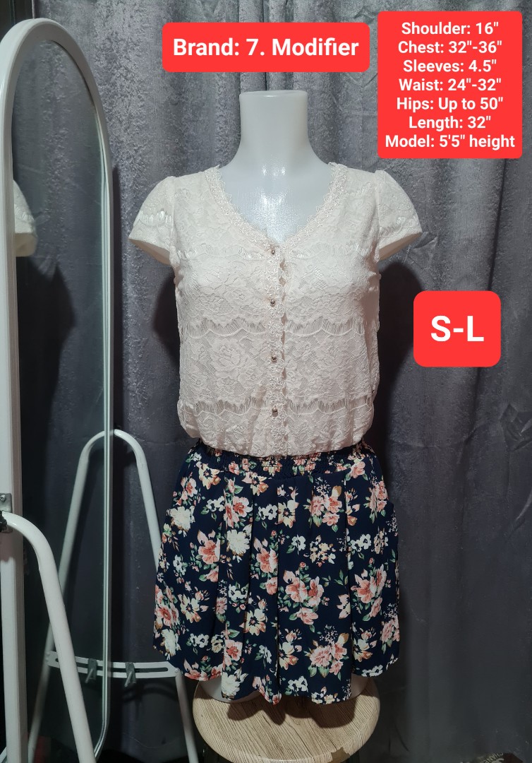 7. MODIFIER Floral Lace Romper Size Small on tag but can fit up to Large UKAY D12, Women's ...
