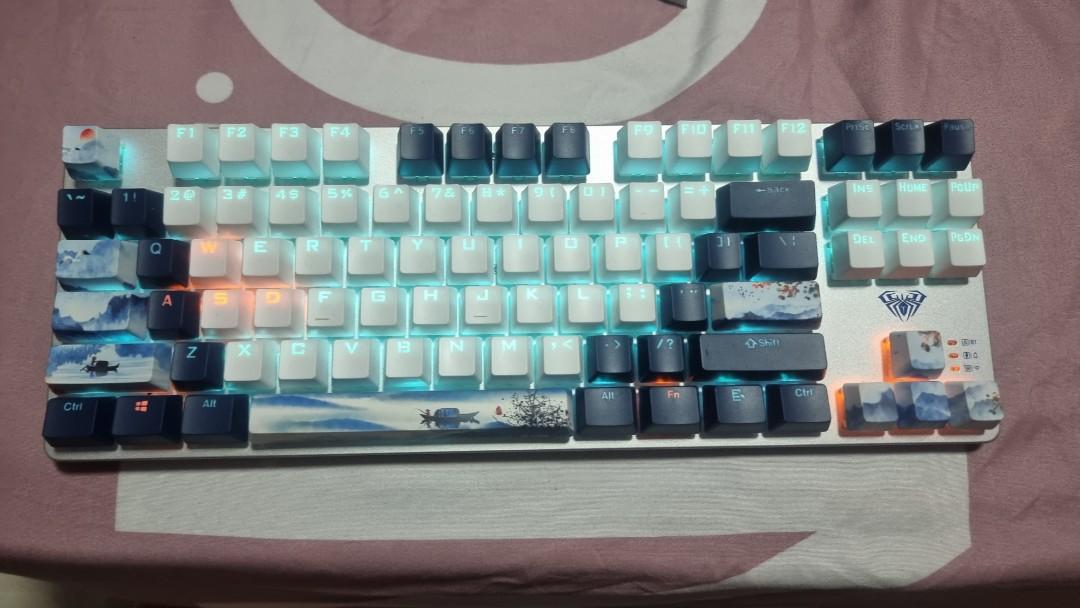 AULA 87-key Mechanical Keyboard w Cherry Brown Switch Wolf Spider ...