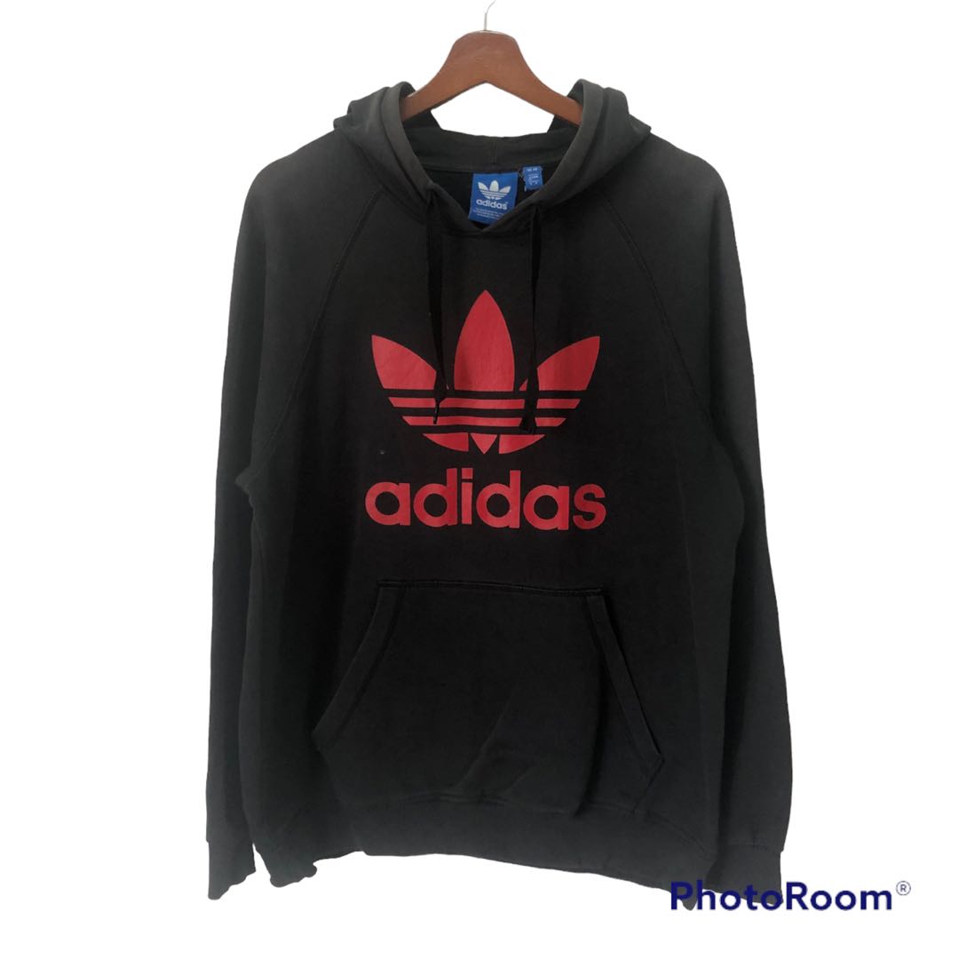 Adidas big logo Hodie, Men's Fashion, Tops & Sets, Hoodies on Carousell