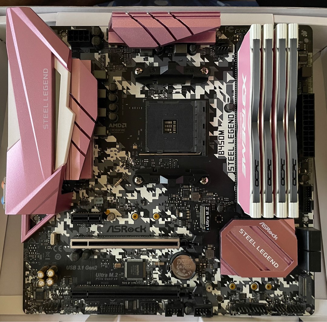 ASROCK B450M Steel Legend Motherboard (PINK) OCPC X3TREME RGB 32GB ...