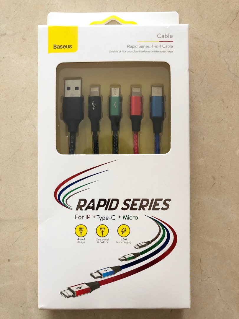 Baseus Rapid Series 4-in-1 Cable, Mobile Phones & Gadgets, Mobile ...