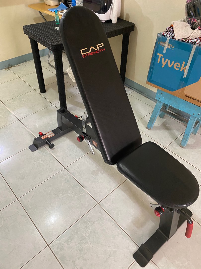 bench press and adjustable dumbell press with plates and bars, Sports ...