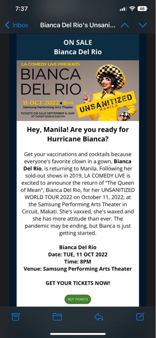 Bianca Del Rio Unsanitized Manila, Tickets & Vouchers, Event Tickets on ...